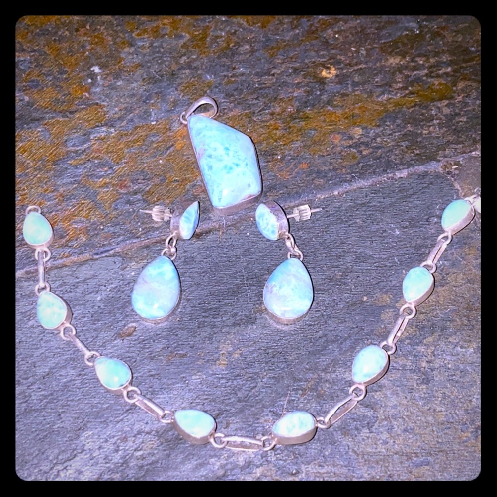Super Rare Larimar Jewelry Set - Gem
